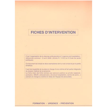 Carnet de fiches bilan d'intervention - Medicaffaires.com