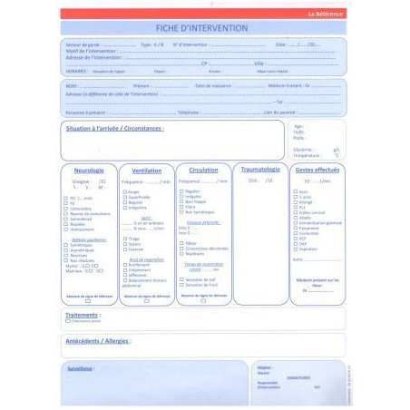 Carnet de fiches bilan d'intervention - Medicaffaires.com