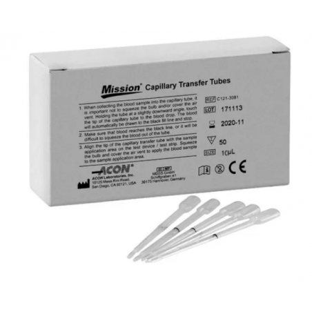 Tubes de transfert capillaire 10 ml - plastique pour MISSION® Hb