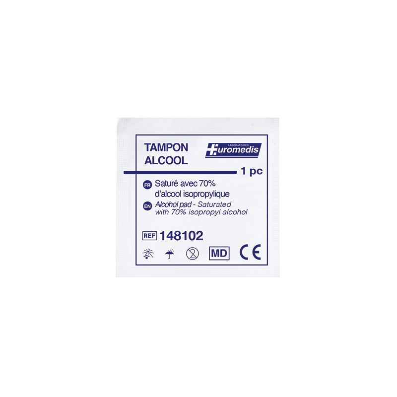 Tampons alcool 70° - Tampons désinfectants pour la peau